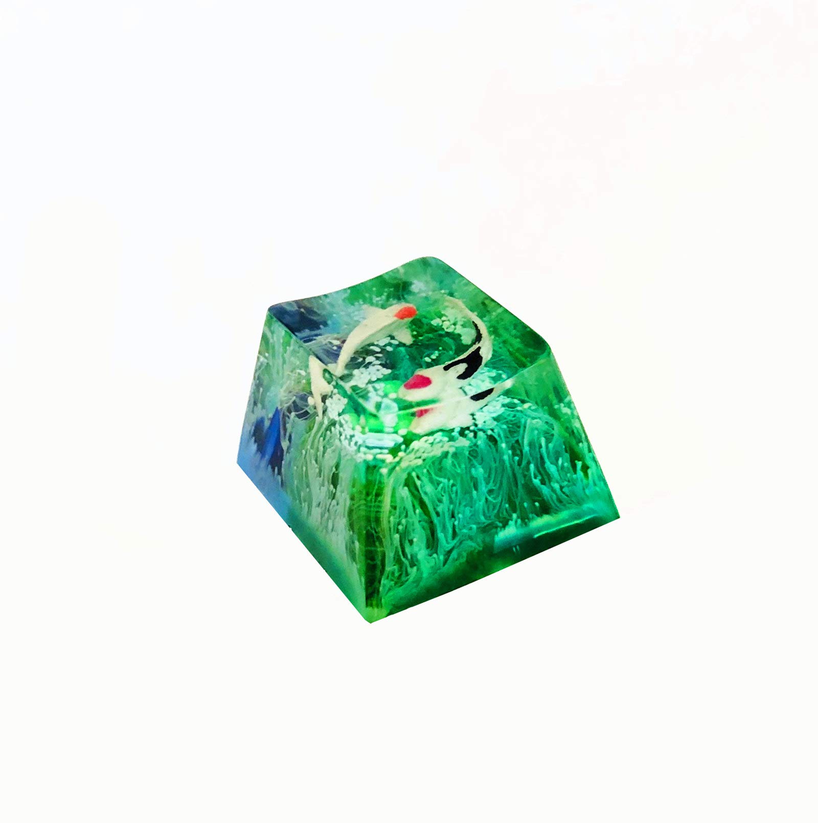 Handmade Koi Fish OEM R4 Resin Keycap Translucent Backlit Keycaps for Cherry MX RGB Switch Gaming Mechanical Keyboards DIY Replace (Blue)