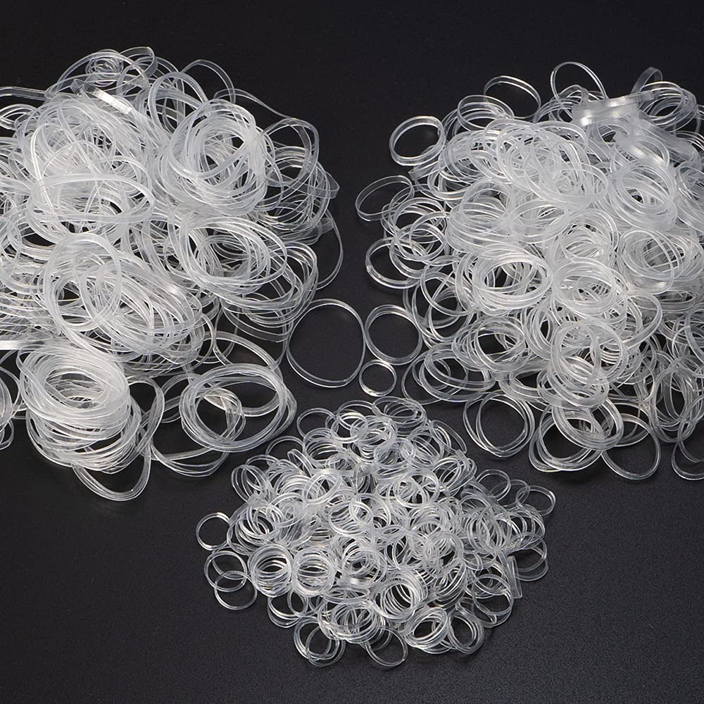 Minihope Mini Rubber Bands Soft Elastic Bands Clear Polyband Elastics 1000 Count for Women Kids Braids Hair Clear - Fine Hair Pain-Free