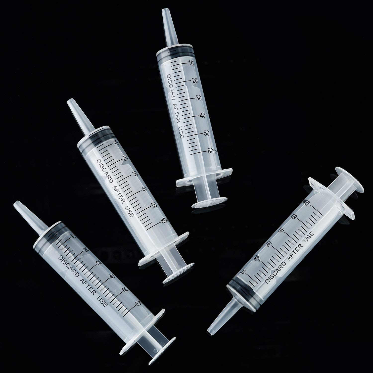 Boao 10 Pack Plastic Syringe Liquid Measuring Syringes Without Needle for Epoxy Resin, Craft, Scientific Labs, Feeding Pets Animals, Oil or Glue Applicator (60 ML)