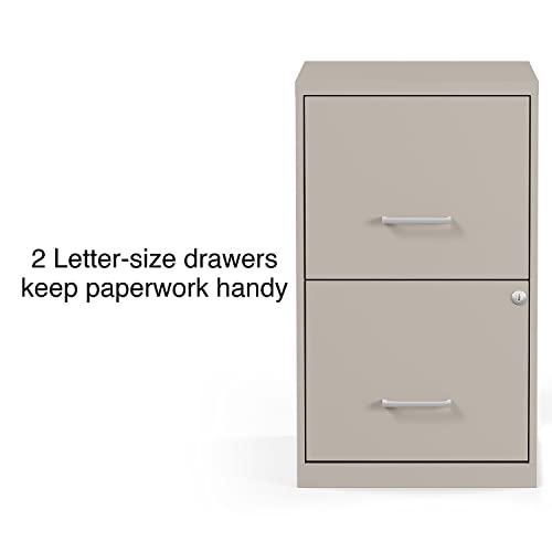 MyOfficeInnovations 2806662 2-Drawer Vertical Locking File Cabinet Letter-Size Putty/Beige 18D