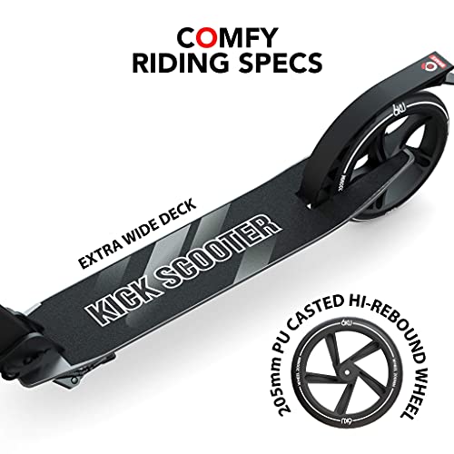 6KU Kick Scooter for Kids Ages 8-12 with Suspension System, Adjustable Height, Quick-Folding Design, and Shoulder Strap - Safe and Smooth Ride for Big Kids Ages 6-12