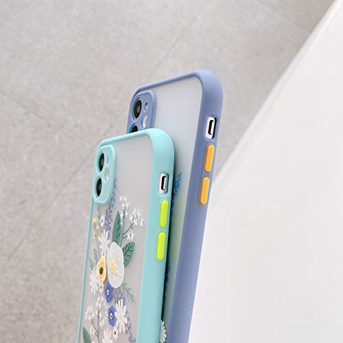 Ownest Compatible for iPhone 11 Pro Case for Clear Frosted PC Back 3D Floral Girls Woman and Soft TPU Bumper Protective Silicone Slim Shockproof Flower Case for iPhone 11 Pro-Purple Lavender
