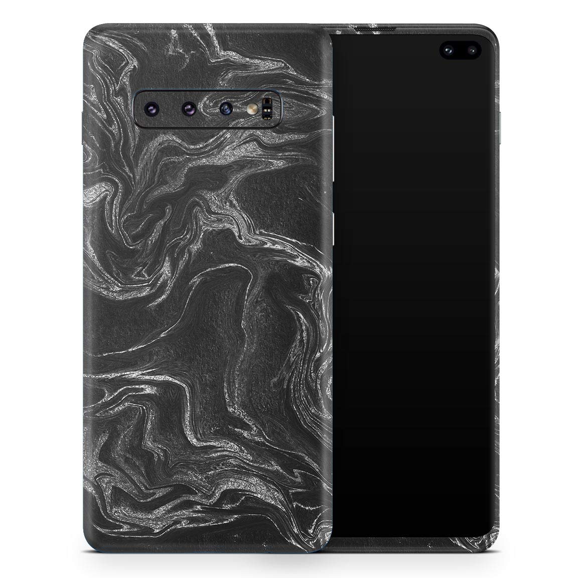 DesignSkinz Black & Silver Marble Swirl V4 Protective Vinyl Decal Wrap Skin Cover Compatible with The Samsung Galaxy S20 (Screen Trim & Back Glass Skin)