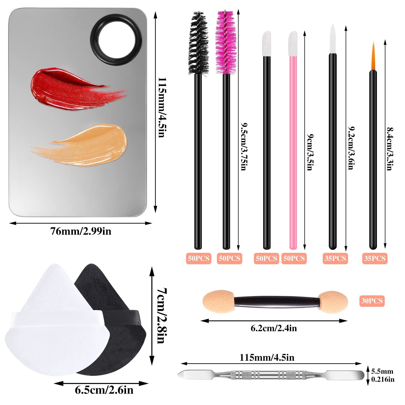 306 PCS Disposable Makeup Applicators Tools Kit 70 Disposable Eyeliner Brushes 100 Mascara Wands Eyelash Brush 100 Lipstick Applicators 30 Eye Shadow Brush