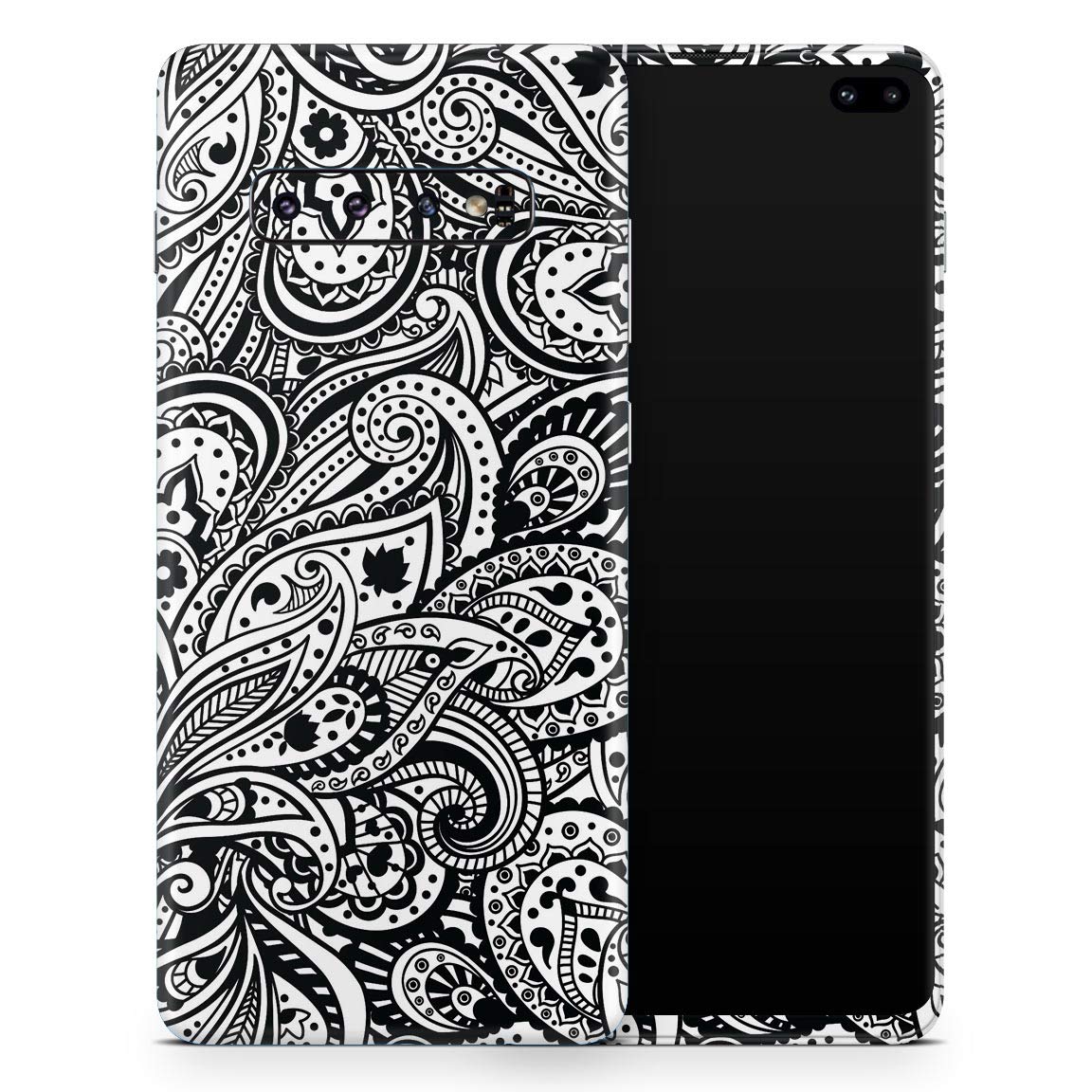 DesignSkinz Black and White Aztec Paisley Protective Vinyl Decal Wrap Skin Cover Compatible with The Samsung Galaxy S20 (Screen Trim & Back Glass Skin)