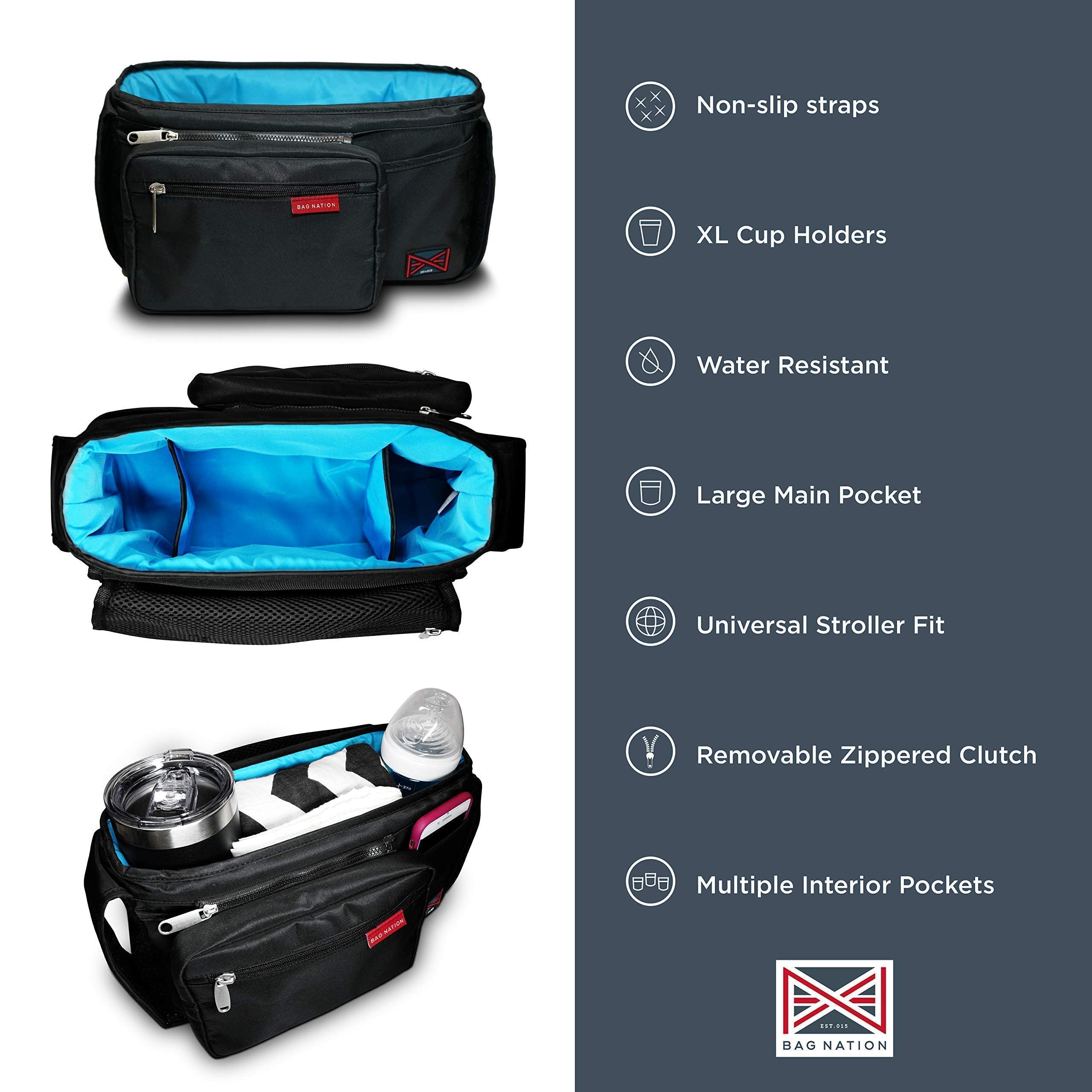 Diaper Bag Backpack and Stroller Organizer Black Bundle