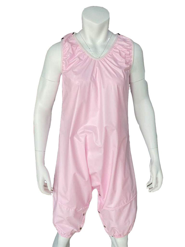 Haian PVC AB Unisex Snap Through Crotch Romper (3X-Large, Baby Pink)