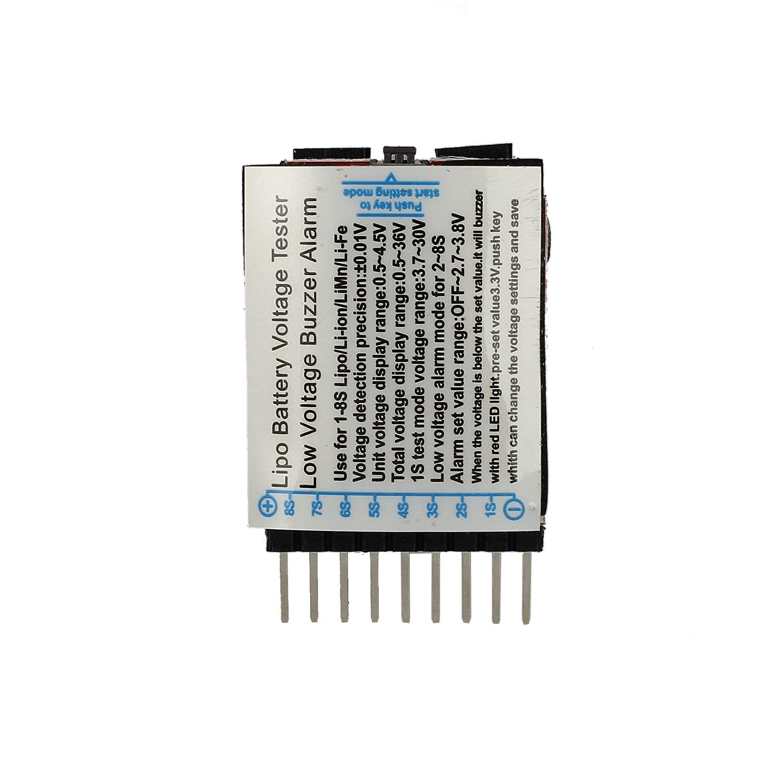 CAMWAY 5PCS 2in1 1-8s Lipo Battery Voltage Tester,RC Low Voltage Buzzer Alarm+ Digital Battery Capacity Tester RC Cellmeter-7 Lipo Battery Tester LCD Battery Checker Controller