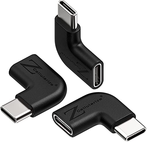Cellularize Right Angle USB C Adapter USB C 90 Degree Adapter 40Gbps Low Profile Male to Female Extender 240W Thunderbolt 4/3 Data for Steam Deck Notebook Tablet Mobile Phone (3 Pack)