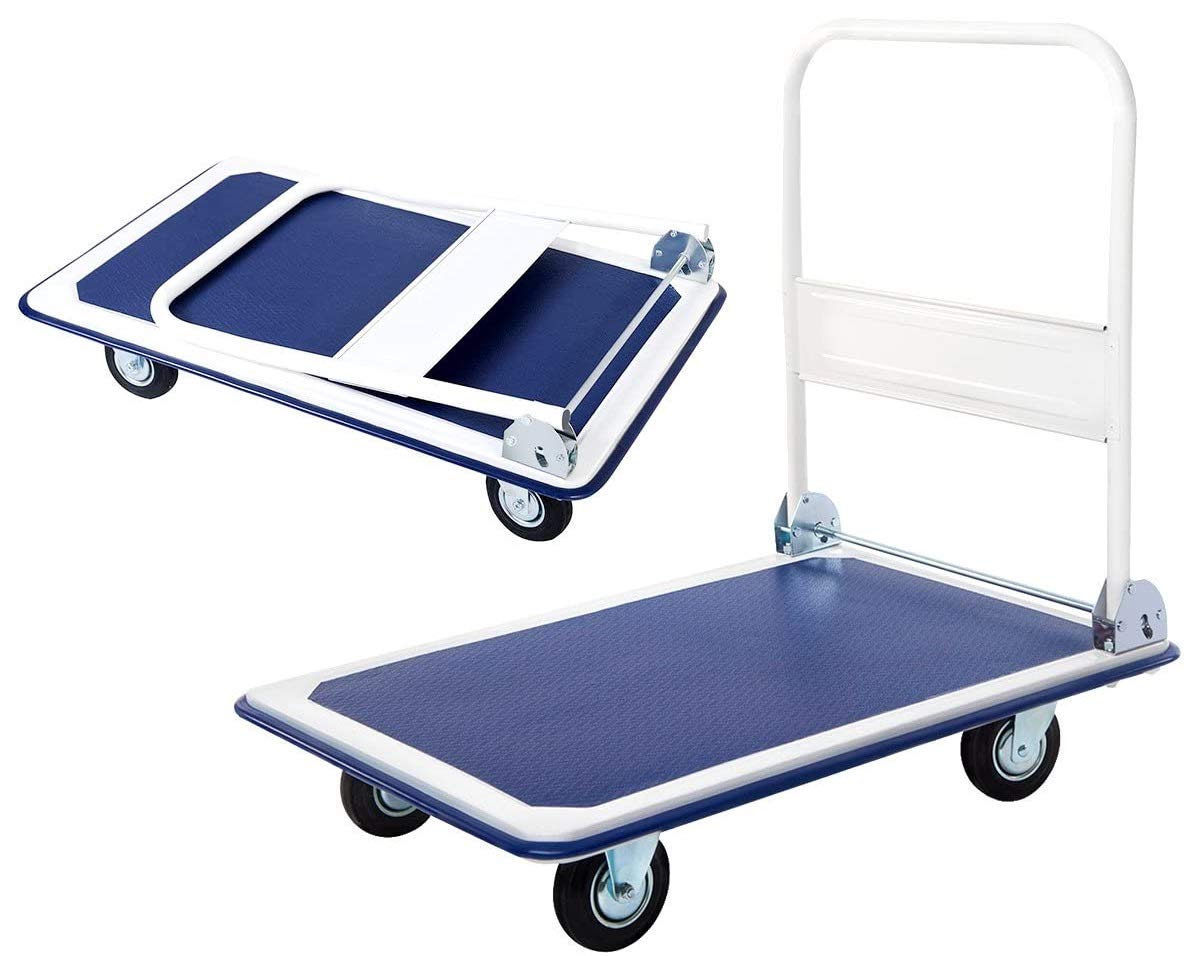 Happygrill Push Cart Dolly, 660lbs Hand Push Moving Platform Truck, Foldable Push Cart for Warehouse