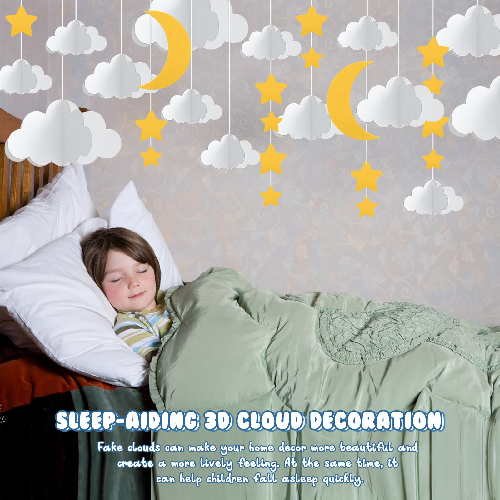 37 PCS 3D Cloud Decorations Hanging Clouds for Ceiling Cloud Party Decorations Felt Fake Cloud Ornaments Cloud Props for Art Wedding Birthday Nursery Classroom Children Room