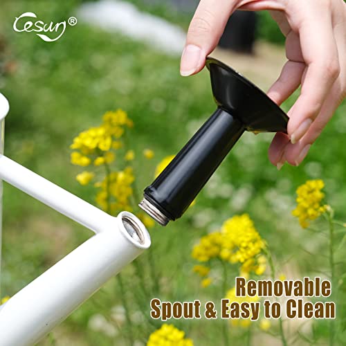 Cesun 1 Gallon Galvanized Metal Watering Can for Outdoor Plants (White and Black) โ Decorative Farmhouse Style Watering Pot with Removable Spout - Perfect for Outdoor Use