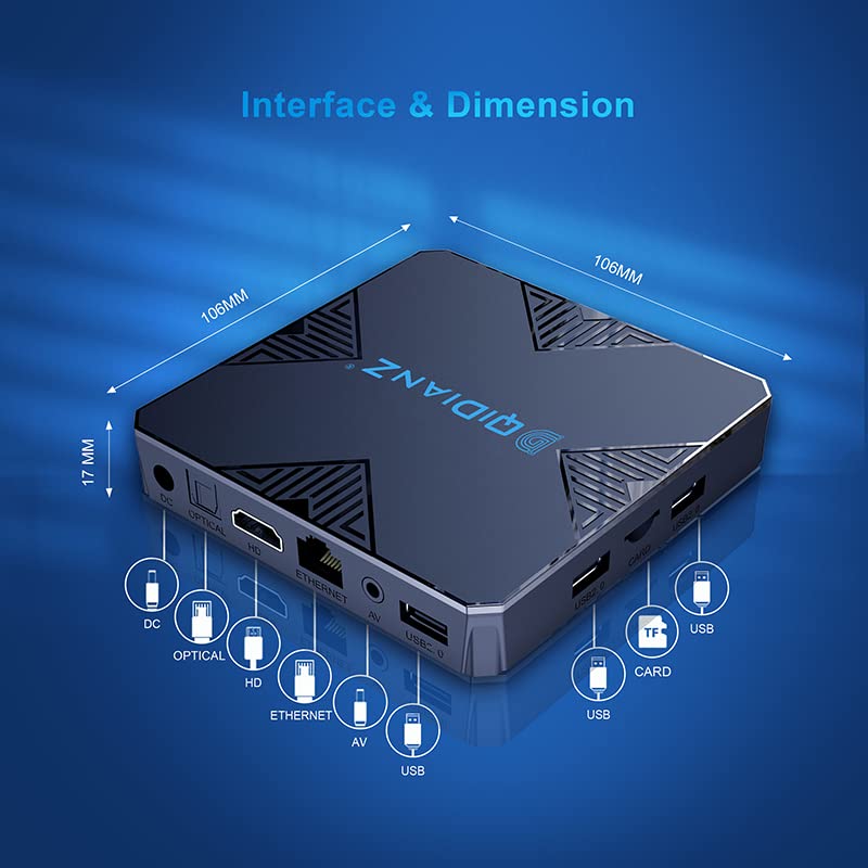 Android 12.0 TV Box,Smart TV Box 2GB 16GB Allwinner H618,Media Player Quad Core 64-bit Support 4K 2.4G&5.8G WiFi 6/BT5 Set Top Box
