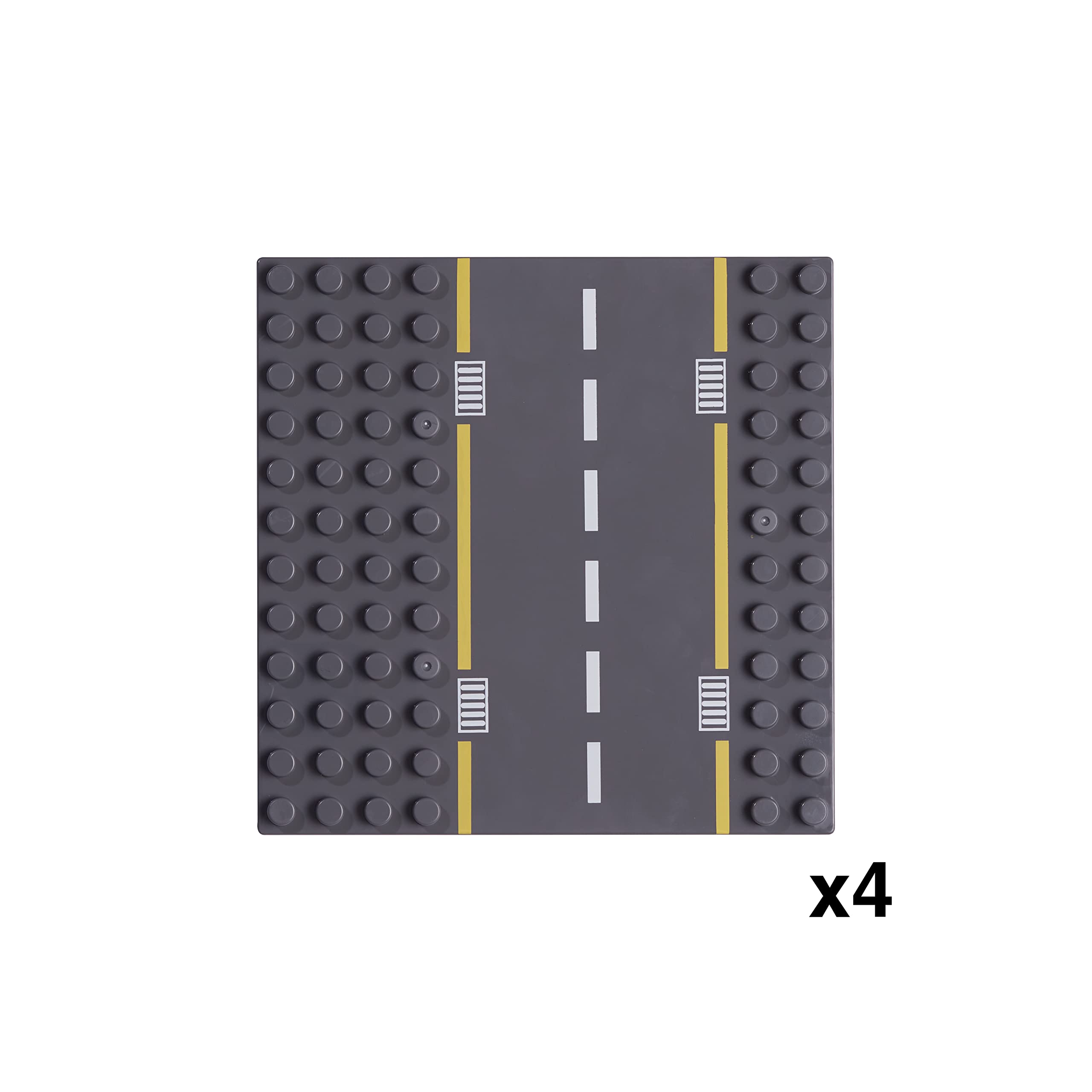 Apostrophe Games Large Building Blocks Road Base Plates Compatible with Large Building Blocks β 8Pcs Straight and Curved Road Construction Blocks β 7.5 x 7.5 Inch Street Baseplates, STEM Learning