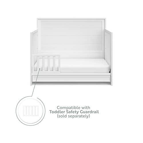 STORKCRAFT Luna 5-in-1 Convertible Crib with Drawer (White) β GREENGUARD Gold Certified, Crib with Drawer Combo, Full-Size Nursery Storage Drawer, Converts to Toddler Bed, Daybed and Full-Size Bed