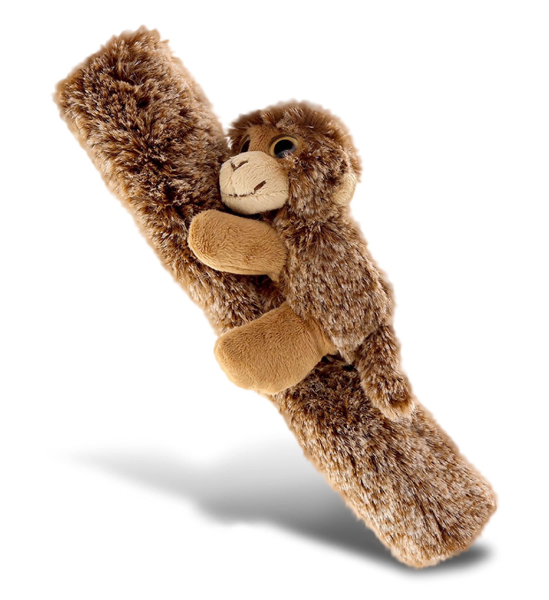 DolliBu Brown Monkey Plush Car Seatbelt Cover - Soft Fluffy Cushion Support for Safety Seat Belt Strap Cover, Decorative Wild Life Stuffed Animal Padded Toy Cute Vehicle Accessory for Kids & Adults
