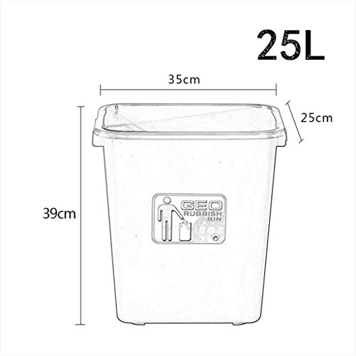 ZCM Trash Can Multifunctional Rubbish Bin Outdoor,Household Multifunction High Capacity Trash Can Plastic Trash Can No Cover Trash Can Garbage Bin 25L for Rubbish(Color:Red)