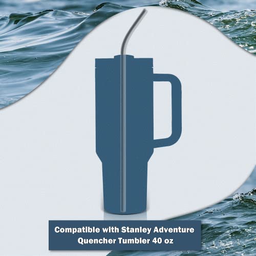 6pcs Metal Replacement Straws for Stanley 40oz Adventure Quencher Tumbler - Stainless Steel Reusable Drinking Straws with Cleaning Brush Compatible with Stanley & Owala 40oz Tumbler with Handle
