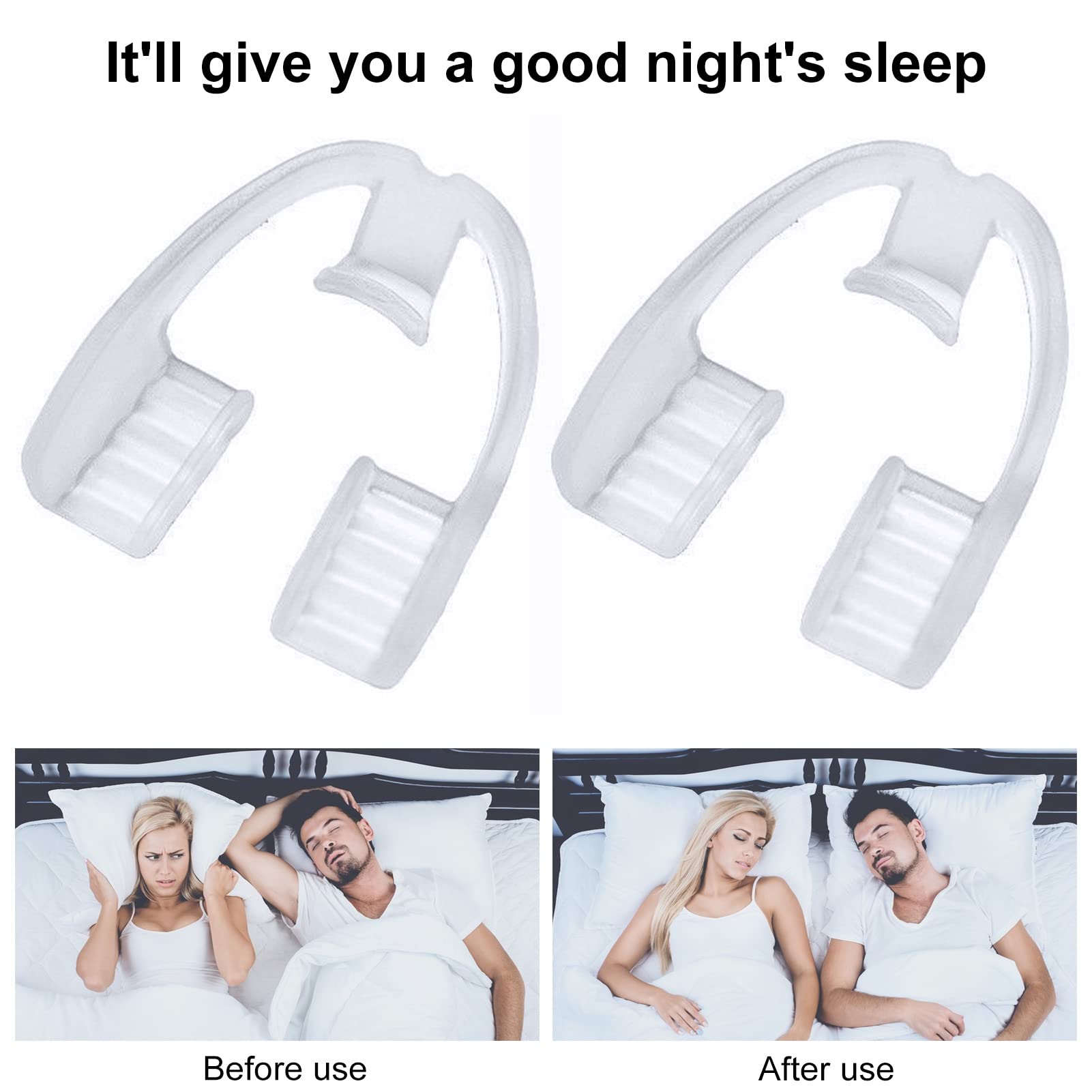 2Pcs Wave-Design Tooth Brace, Nighttime Protection for Teeth, Mouth Guard for Grinding Teeth, Eliminates Teeth Clenching, Comfortable Custom Mouth Guard for Stops Bruxism Transparent
