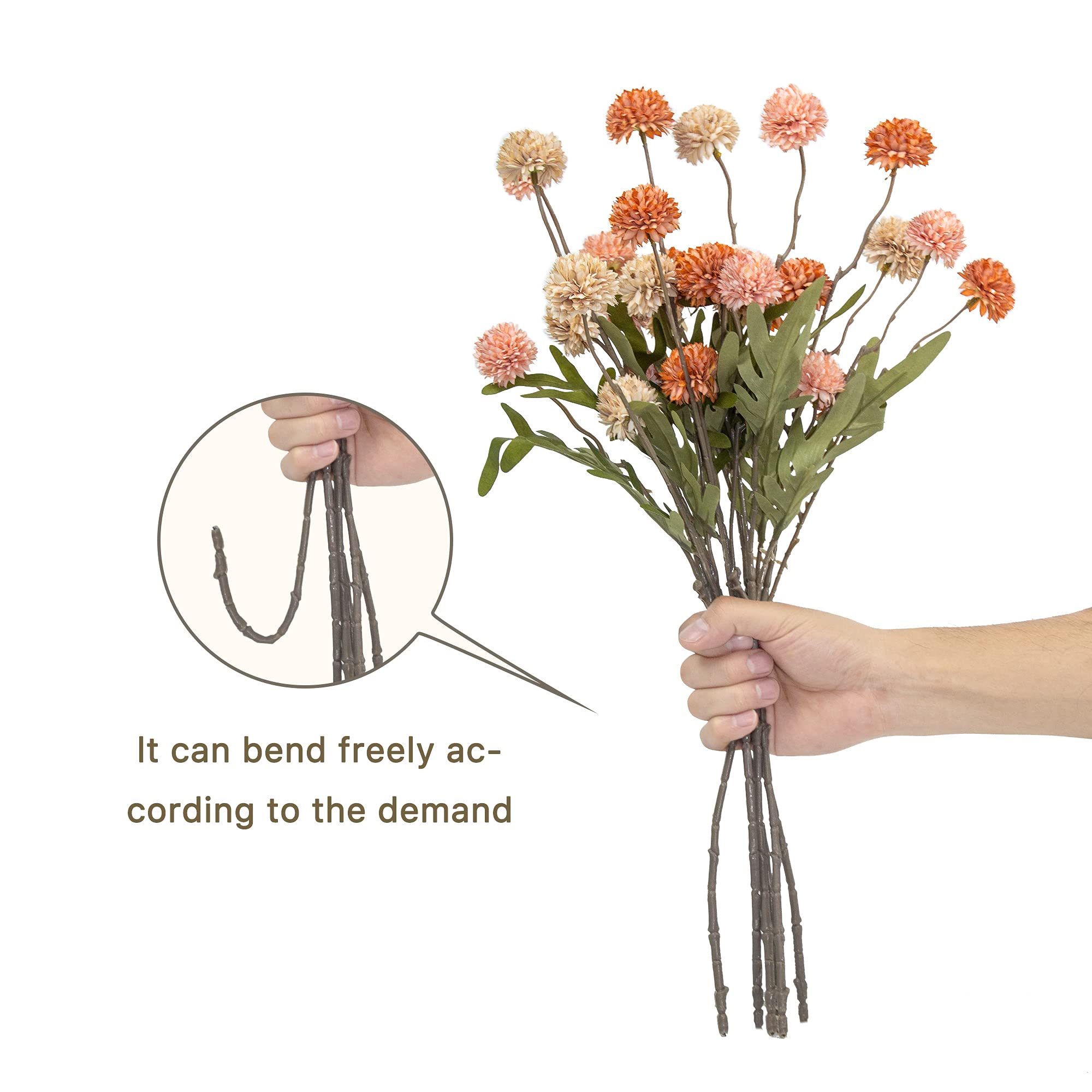 Banllis Artificial Flowers, Fake Flower Faux Plastic Dandelion for Home Decor DIY Wedding Kitchen Garden, Crown, Party, Hotel, Table - 6pcs