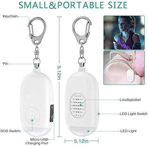 Safesound Personal Protection Safety Device – 3pcs SOS Keychain Alarm for Women, Men, Elderly and Kids – Personal Keychain Alarm Siren – USB Rechargeable – Small and Compact Design
