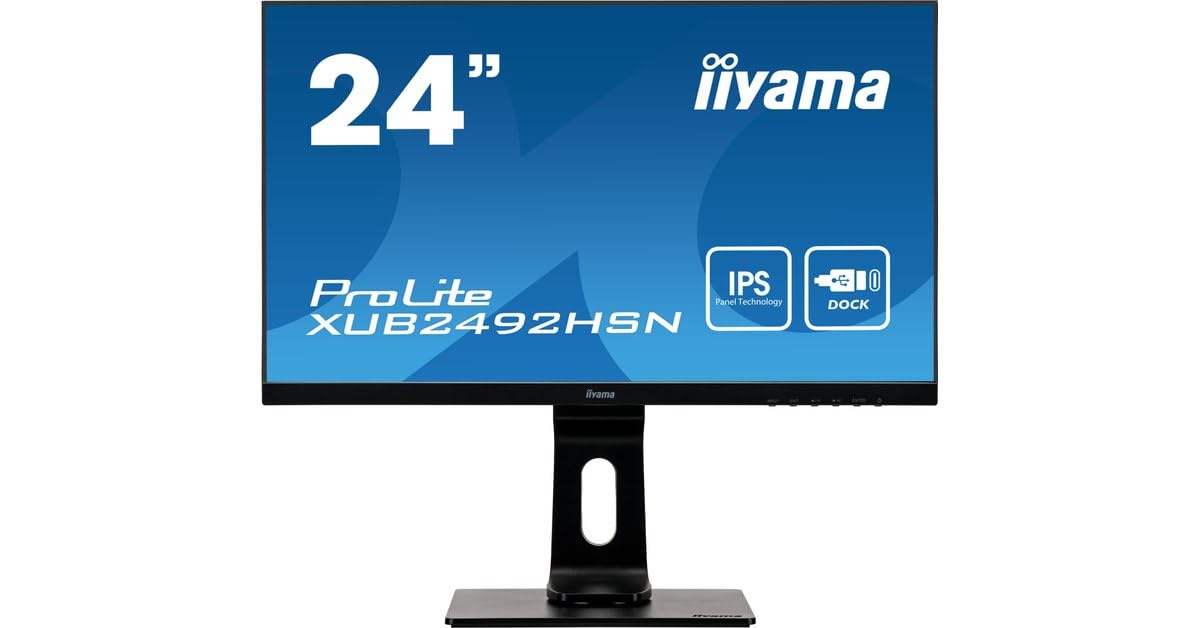 iiyama XUB2492HSN-B1 24" IPS LCD USB-C 65W Charging, 4ms, Full HD 1920x1080, RJ45, 1x HDMI,1 x DisplayPort In, 1 x DisplayPort Out,1 x VGA, 2 x USB, 2 x 2W Speakers, Height Adjustable Stand
