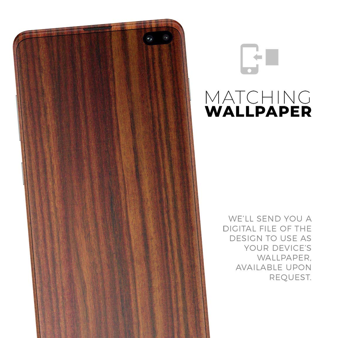 DesignSkinz Bright Red Ebony Woodgrain 2 Protective Vinyl Decal Wrap Skin Cover Compatible with The Samsung Galaxy S20 (Screen Trim & Back Glass Skin)