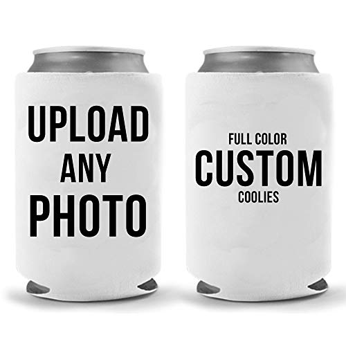 Cool Coast Products | Personalized Custom Can Cooler | Upload ANY Photo Full Color | Funny Novelty Can Coolie Huggie | Beverage Holder | Craft Beer Engagement Wedding Gifts | Insulated (2 Pack)
