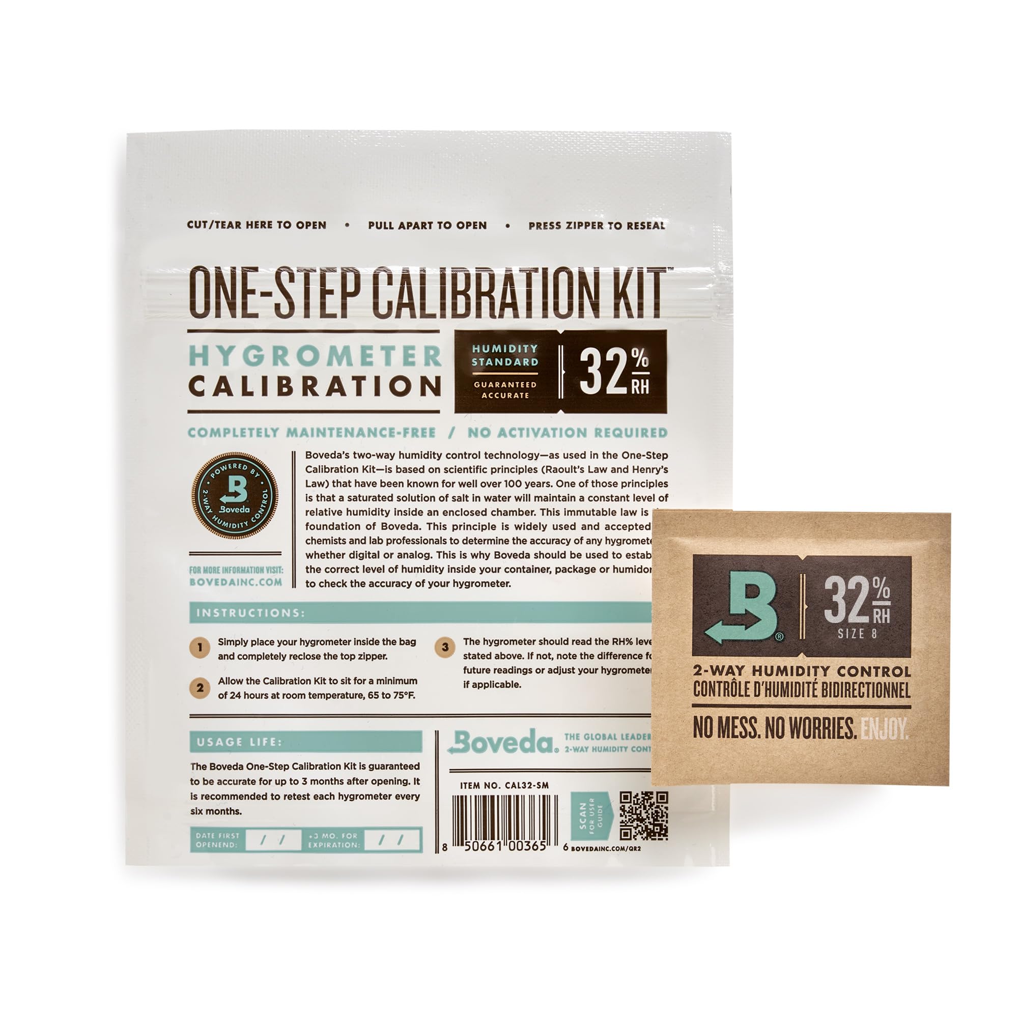 Boveda One Step Hygrometer Mess Free Calibration Kit – Preloaded 32% RH 2-Way Humidity Control – Hygrometer Accuracy – Precise Test for Digital and Analog Hygrometers and Humidity Sensors – 1 Count