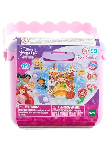 Aquabeads Disney Princess Creation Cube, Complete Arts & Crafts Bead Kit for Children - Over 2,500 Beads & Display Stand The Create Belle, Ariel, Tiana, Rapunzel and More