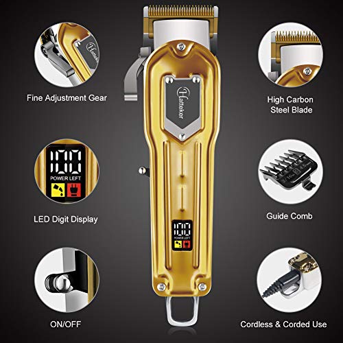 Hatteker Mens Hair Clippers Professional Cordless Hair Beard Trimmer Haircut Grooming Kit Rechargeable