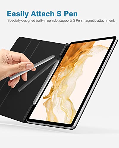 TiMOVO Case for Galaxy Tab S8 11 inch 2022 (SM-X700/SM-X706)/S7 2020 (SM-T870/T875) with S-Pen Holder, Slim Lightweight Magnetic Case with Auto Sleep/Wake Fit Galaxy Tab S8 Tablet, Black