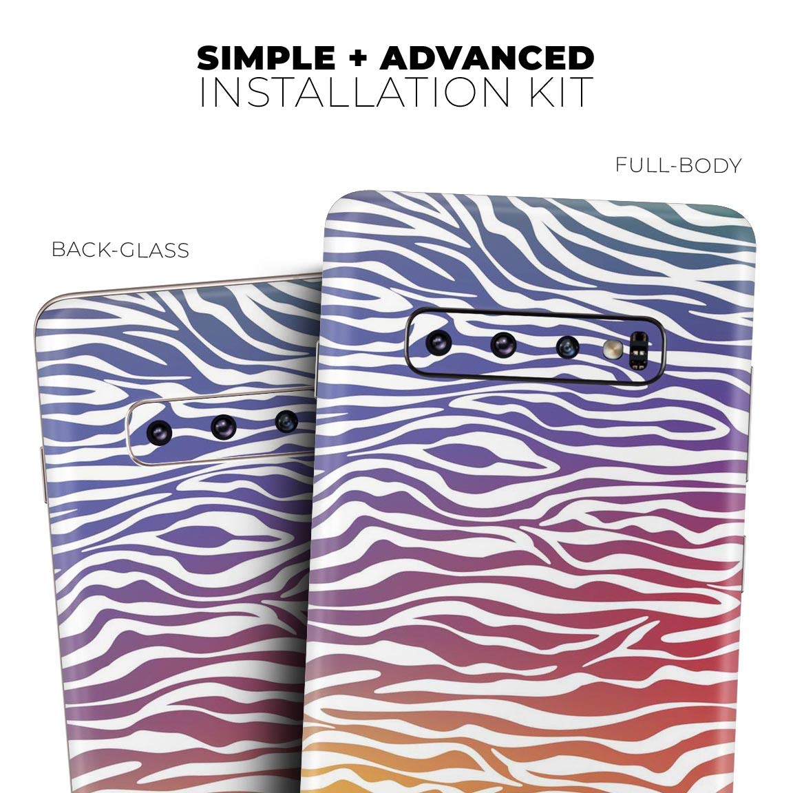 DesignSkinz Colorful Vector Zebra Animal Print Protective Vinyl Decal Wrap Skin Cover Compatible with The Samsung Galaxy S20 (Screen Trim & Back Glass Skin)