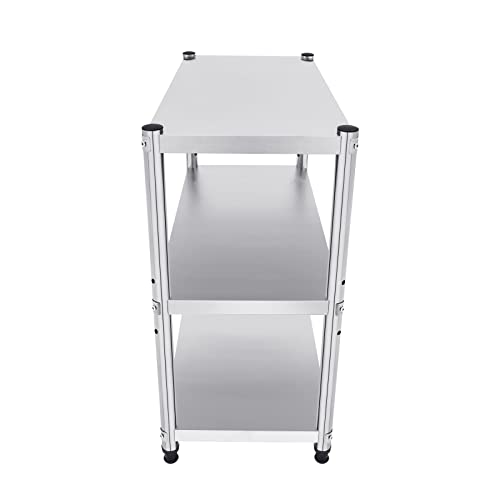 32"×16" Stainless Steel Table, Heavy Duty Stainless Steel Table for Prep, Shelf Organizer Kitchen Storage Shelves Garage Shelves, Commercial Kitchen Work Table for Restaurant, Home and Hotel, Silver
