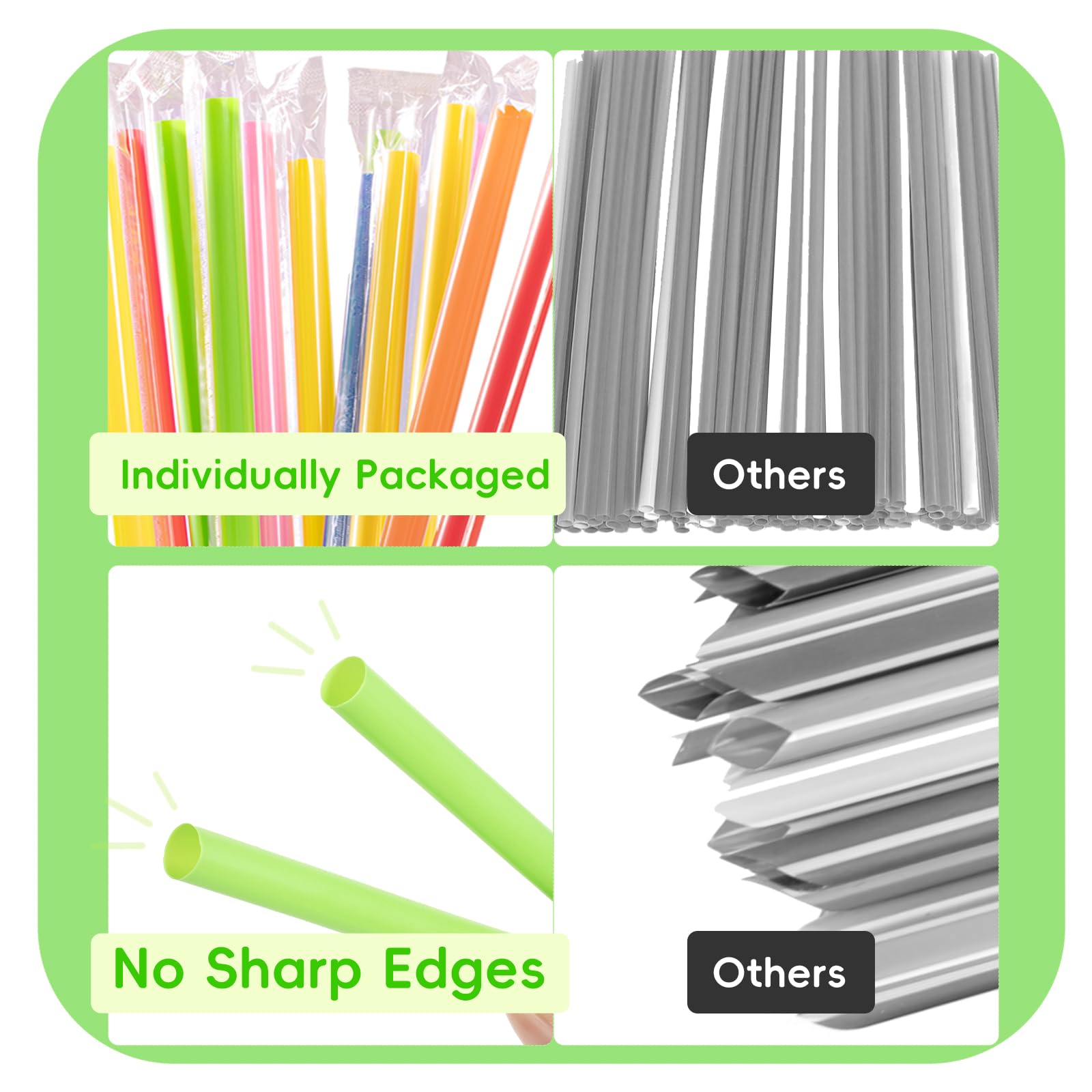 320 PCS Jumbo Smoothie Straws, Individually Wrapped, Disposable Plastic Babo Straws, Large Wide-mouthed Milkshake straws, Drinking Straws, Colorful PP Straws (0.4''Diameter x 8.5" Long)