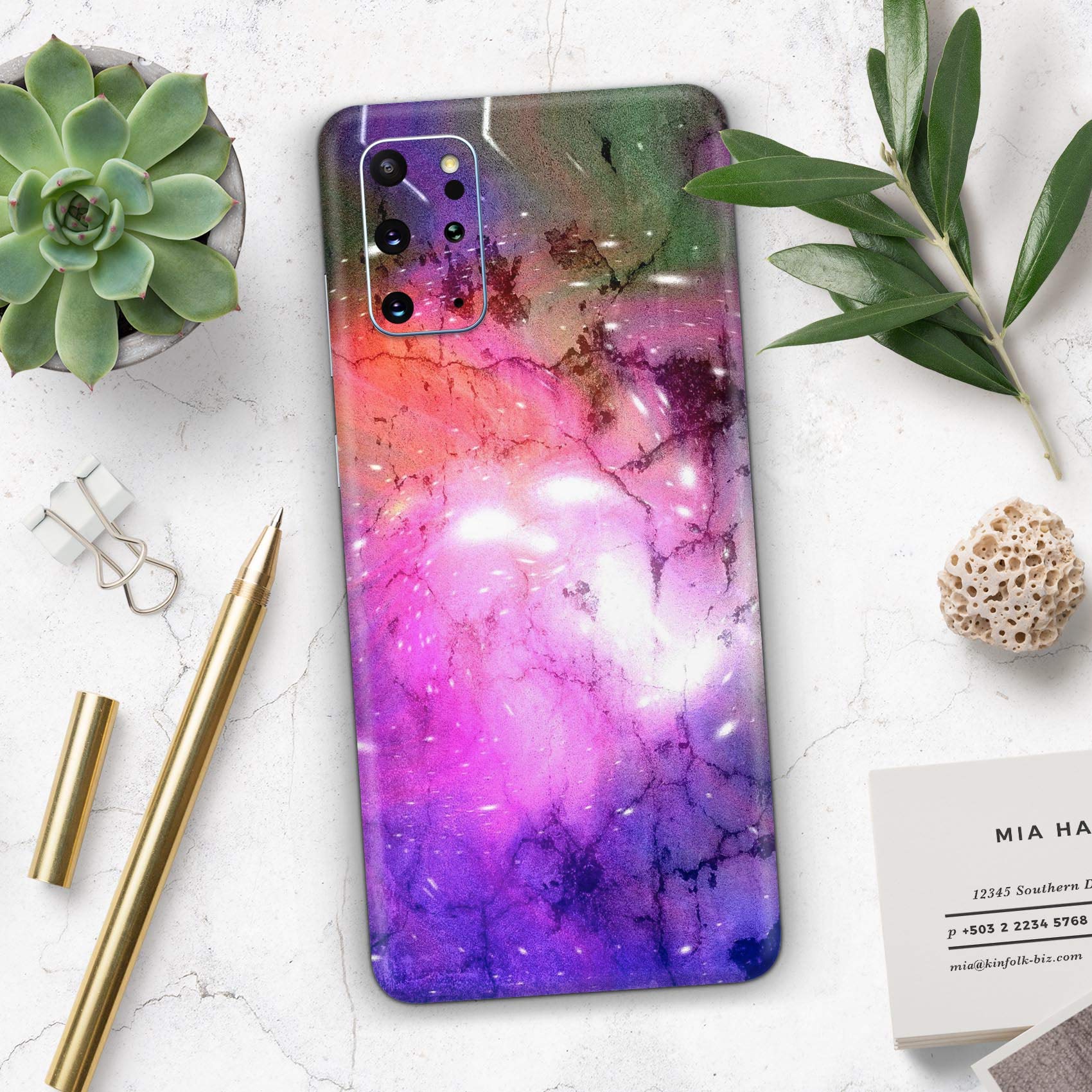 DesignSkinz Warped Neon Color-Splosion Protective Vinyl Decal Wrap Skin Cover Compatible with The Samsung Galaxy S20 (Screen Trim & Back Glass Skin)