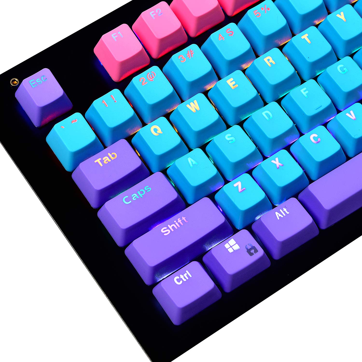 Bossi 104 Keycaps Set | Backlit Keycaps for Cherry MX Gaming Keyboard with Key Puller(Purple + Blue + Pink)(Keycap Only, Keyboard NOT Included)