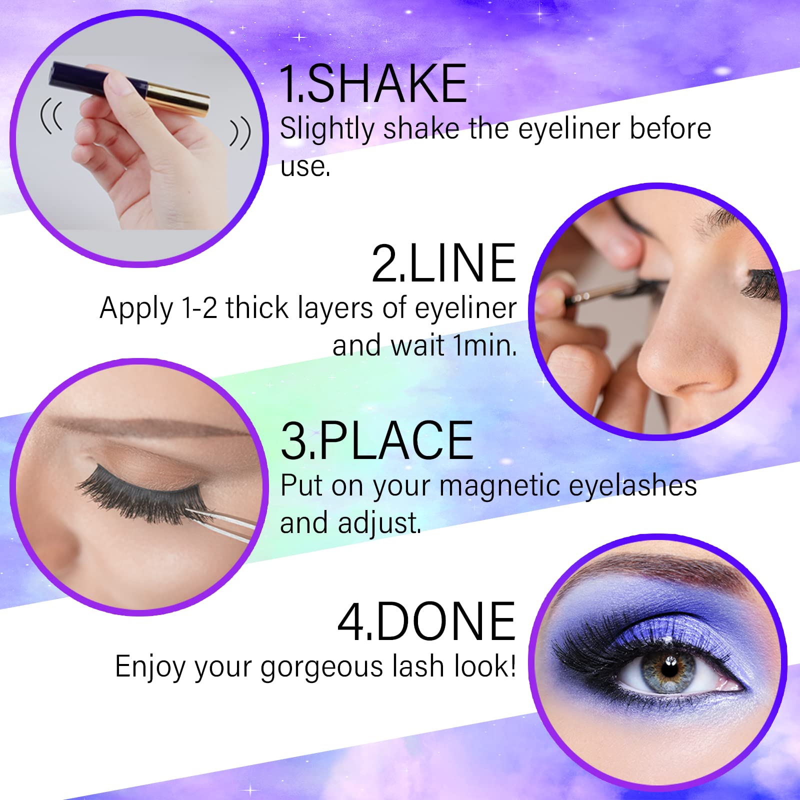 3D & 5D Magnetic Eyelashes with Eyeliner Kit, EARLLER 10 Pairs Natural Look False Lashes with Applicator - Easy to Apply and No Glue Needed, Reusable Short and Long Eyelashes Set