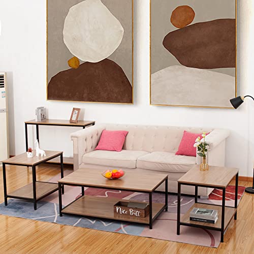 Coral Flower Side Table / End Table / Easy Assembly for Living Room, Bedroom, Set of 2