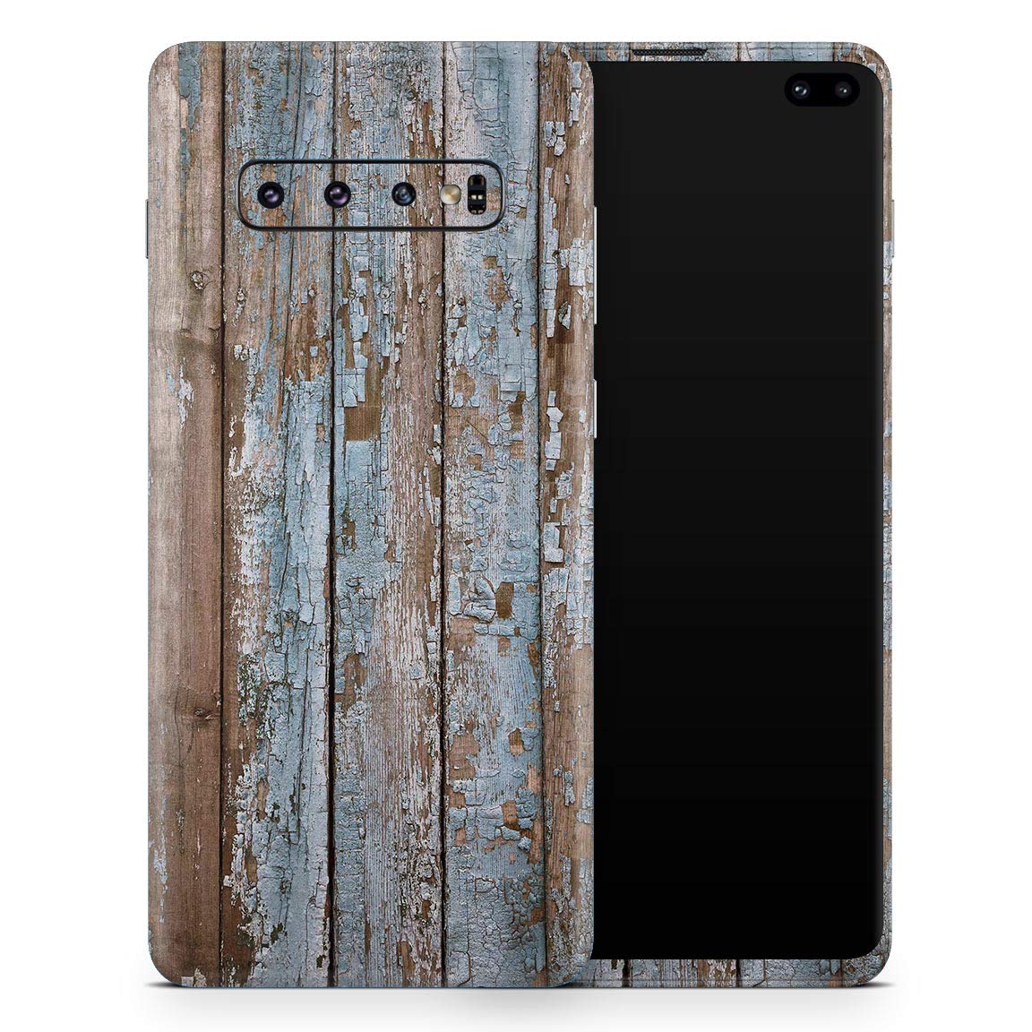 DesignSkinz Wood Planks with Peeled Blue Paint Protective Vinyl Decal Wrap Skin Cover Compatible with The Samsung Galaxy S20 (Screen Trim & Back Glass Skin)