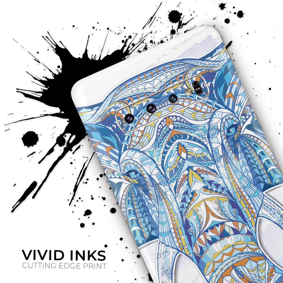 DesignSkinz Geometric Sacred Elephant Protective Vinyl Decal Wrap Skin Cover Compatible with The Samsung Galaxy S20 (Screen Trim & Back Glass Skin)