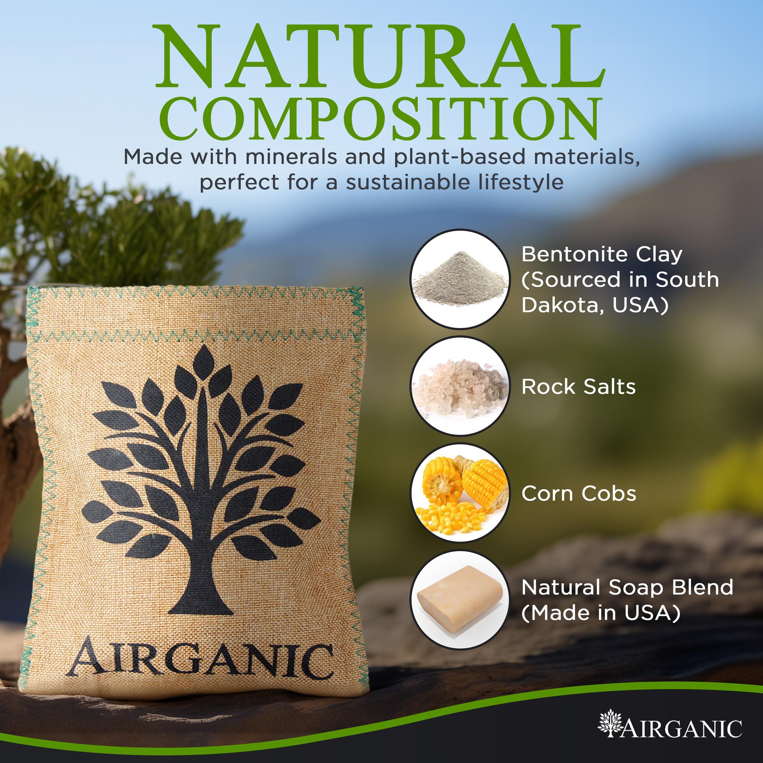 Airganic Moisture Absorbers, Safe Dehumidifier - USA-Made & All Natural from Minerals - Reusable Dessicant, Safe Accessory, Car Dehumidifier, Closet Dehumidifier - Kid & Pet Friendly (1 Pack)