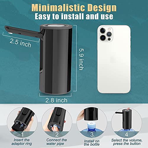 5-Gallon Water Bottle Pump Dispenser: YISH Electric Water Dispenser for Bottled Water Foldable Drinking Water Pump USB-Charging Water Bottle Dispenser Automatic Water Gallon Pump