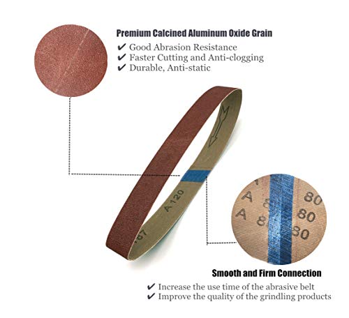 3/8 x 13 Sanding Belt, 40 Grit Aluminum Oxide Sanding Belts, Belt Sander Paper for 3/8x13 Inch Mini Belt Sander, 24 Pack(3/8x13 Inch, 40 Grit)
