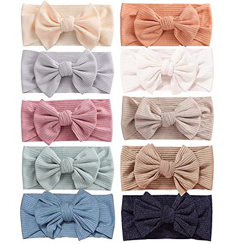 Mookiraer Baby Girls Headbands with Bows Handmade Hair Accessories Stretchy Hairbands for Newborn Infant Toddler Baby Essentials (Figure 10pcs)