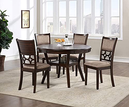 New Classic Furniture Mitchell 5-Piece Dining Set with 1 Table and 4 Chairs, Brown Cherry