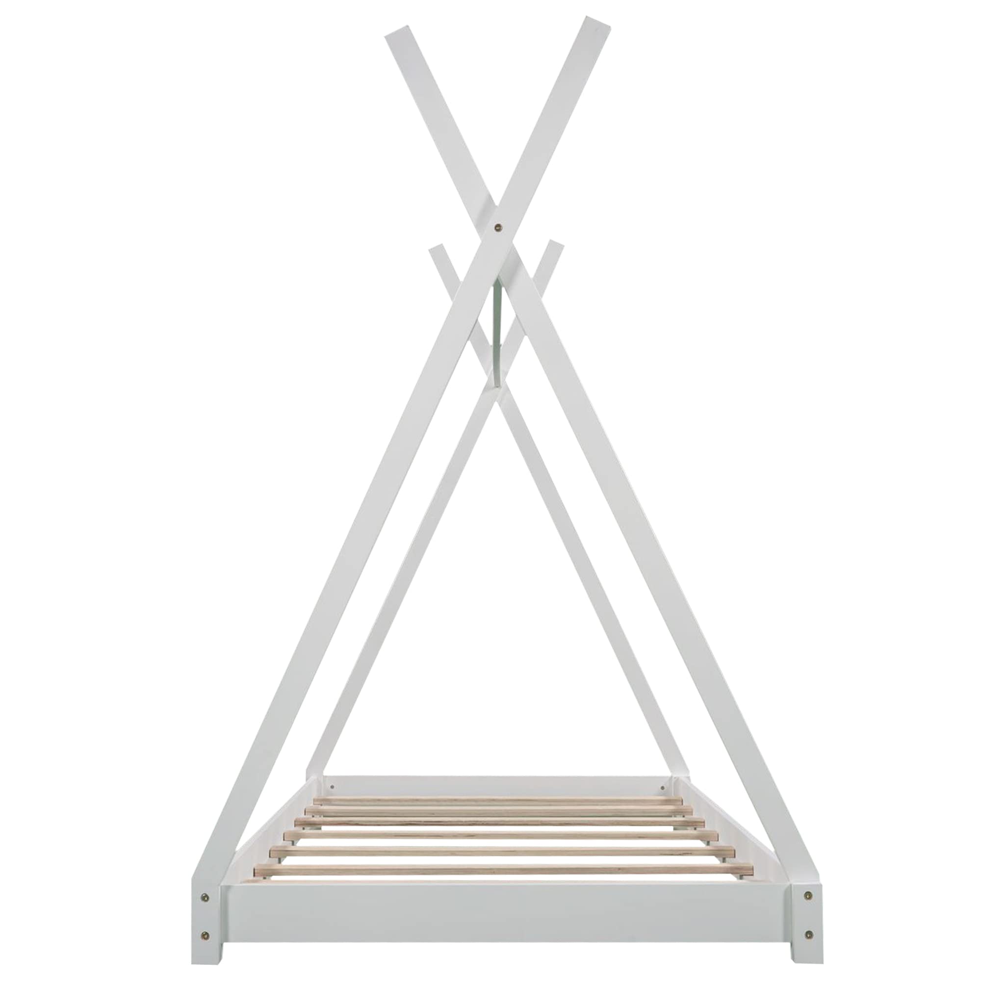 Merax Twin Wood Teepee Bed Cute Tent Platform Bed for Kids Boys Girls,No Box Spring Needed,Easy Assemble (Twin,White)