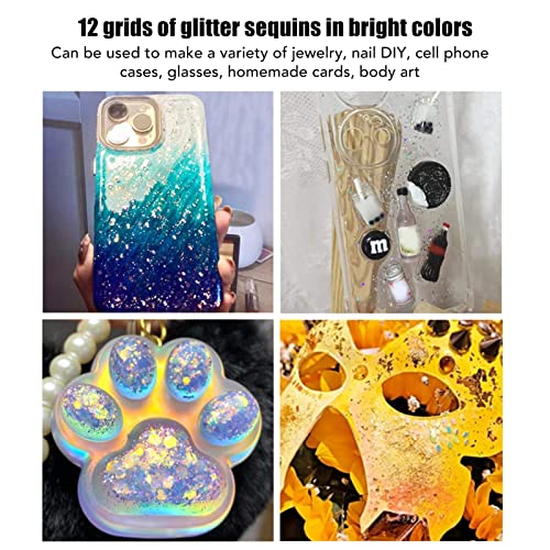 Craft Glitter Sequin, High Flash Glitter Sequins Set for Homemade Cards (White)