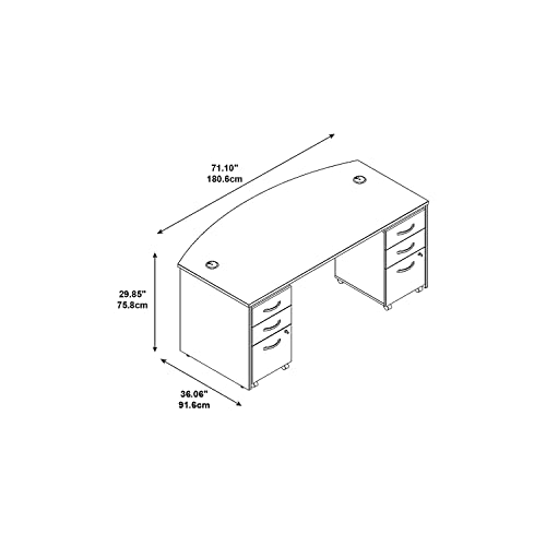 Bush Business Furniture Series C 72W Bowfront Shell Desk with (2) 3-Drawer Mobile Pedestals