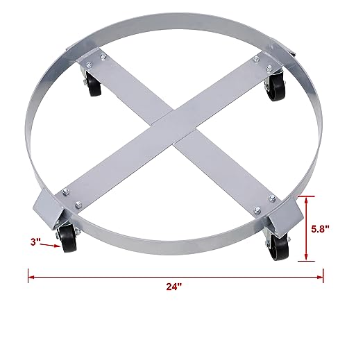 2Pcs 55 Gallon Drum Dolly, Hand Truck with 4 Swivel Caster Wheels, Cross Strap, Heavy Duty Steel Frame, Hand Truck for Factory, Workshop, Warehouse